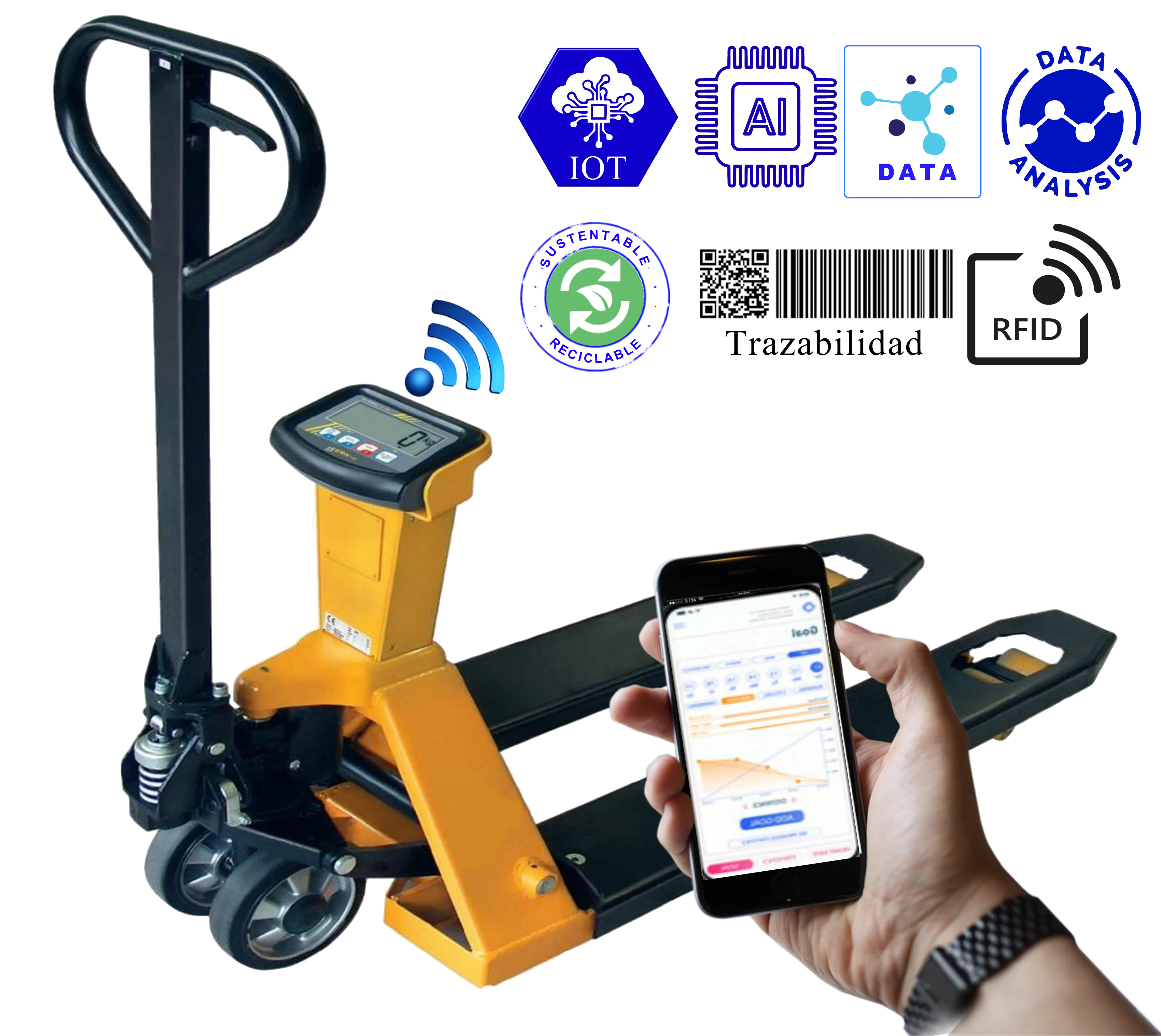 Tranpaleta con balanza IOT integrada